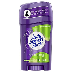 Lady Speed Stick Invisible Dry Antiperspirant & Deodorant, Powder Fresh, 1.4 Ounce (Pack of 4)