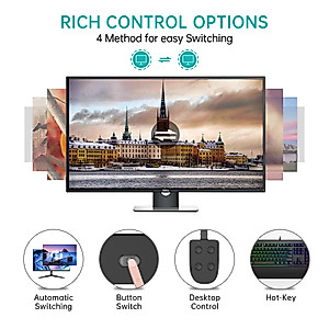 MT-VIKI KVM Switch DisplayPort 4 Port,4K@60Hz DP KVM Switch RGB 4:4:4 for 4 Computers Sharing 1 Monitor&Keyboard&Mouse, Support Hotkey/Button Switching, Include Cable