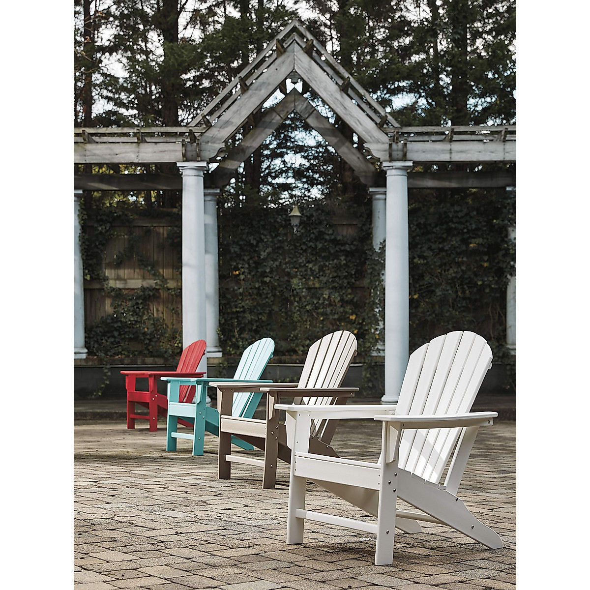 Signature Design by Ashley Sundown Treasure Outdoor Patio HDPE Weather Resistant Adirondack Chair, Red