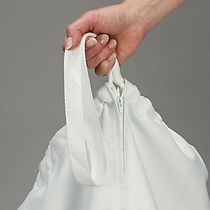 Household Essentials 148 Hanging Cotton Canvas Laundry Hamper Bag | White, 6" x 16" x 27" (Length x Width x Height)