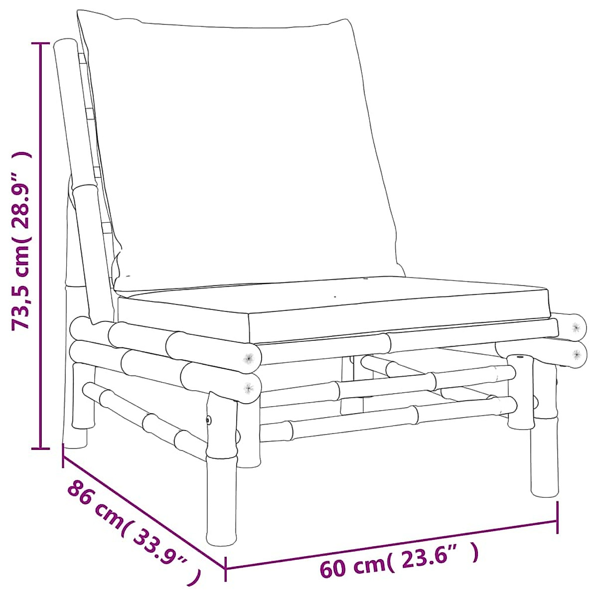 VRAXO 5 Piece Patio Lounge Set with Cream White Cushions Bamboo,Outdoor Furniture Sets-106.48lbs
