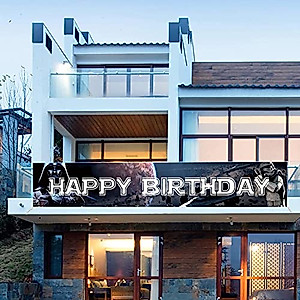 Star Wars Theme Happy Birthday Banner 118in x 20In Indoor Outdoor Decor Outer Space Galaxy Wars Backdrops for Kids Birthday Party Backdrop Prince Kids Decoration Supplies