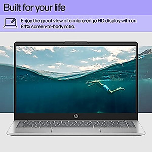 HP 14 inch Laptop, HD Display, AMD Athlon Gold 7220U, 4 GB RAM, 128 GB SSD, AMD Radeon Graphics, Windows 11 Home in S Mode, 14-em0010nr (2023),Silver