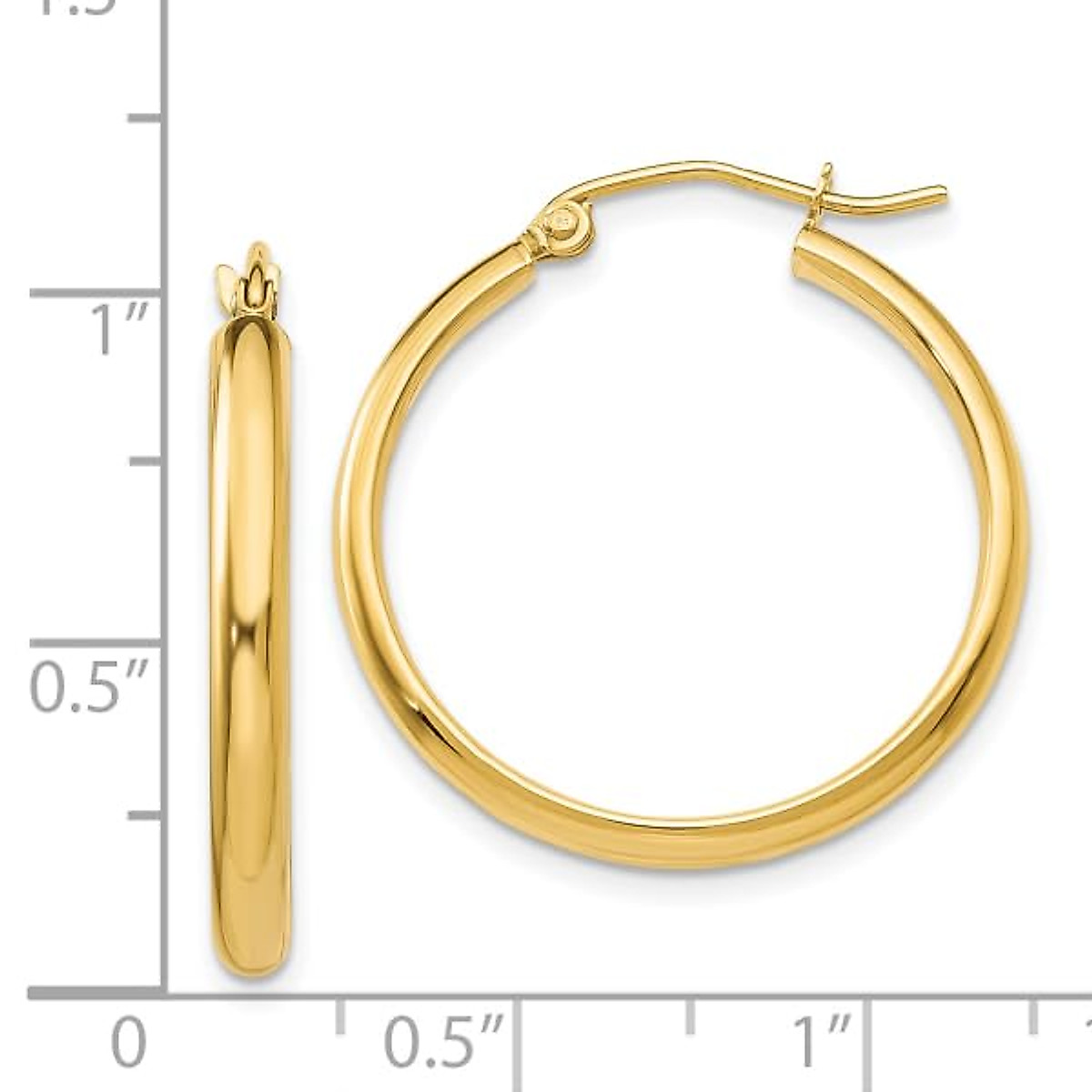 14K Yellow Gold Round Hoop Earrings