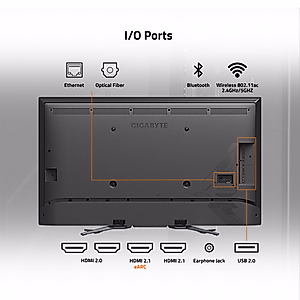 Gigabyte S55U 55" 120Hz 4K UHD Gaming Monitor, VA, 3840x2160 Display, 2ms Response Time (GTG), 2X HDMI 2.1 (48G, eARC), 2X HDMI 2.0, 2X USB 3.2 Gen 1 (S55U-SA),Black