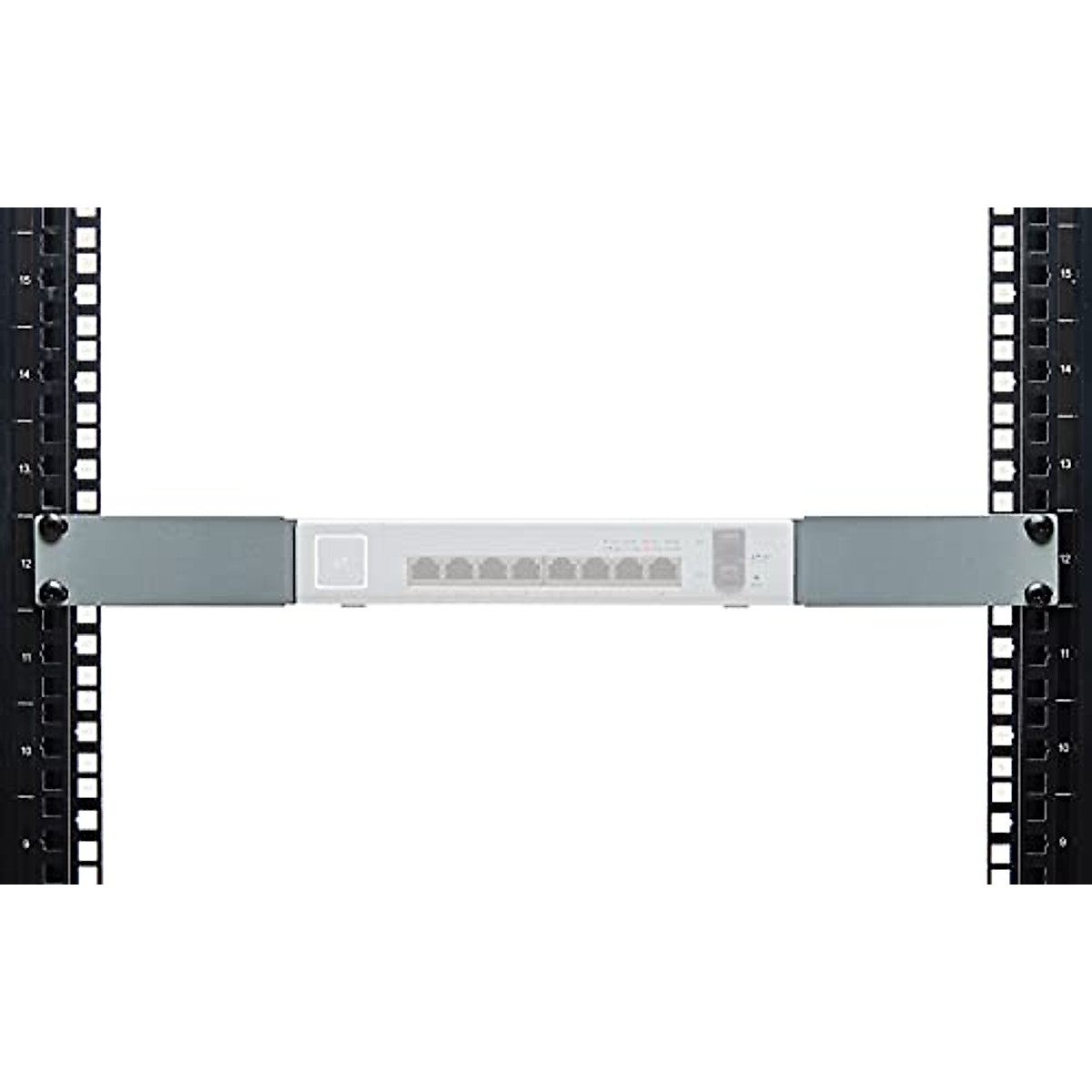 GeoLynx Silver Rack Mount Adapter Bracket Ear Kit for Ubiquiti US-8-150W UniFi Switch 8 Port | Edge Switch 8 Port with M6 Cage Nuts Screws & Hardware