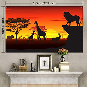 African Safari Theme Party Decorations, African Safari Backdrop Banner for African Safari Theme Supplies, Tropical African Forest Jungle Safari Scenic Background Photobooth Banner, 72.8 x 43.3 Inch