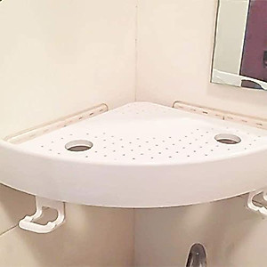 New Snap Up Corner Shelf Triple Bathroom Wall Corner Mount Storage Holder Kitchen Corner Storage Rack Non-marking Shelf with Hooks Easy to Install