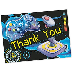 Video Game Birthday Party Thank You Cards for Boys - Game Truck Party Thank You Notes (20 Count with Envelopes) Kids Arcade Gamer Fill in The Blank Gaming Thanks Template - Video Game Party Supplies