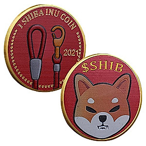 1oz Gold Shibcoin Commemorative Coin Gold Plated Shiba Inu Shib Coin 2021 Limited Edition Collectible Coin with Protective Case and Black Display Case (coin1 redgold+Black case)