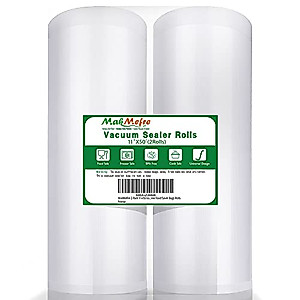 MakMeFre 2 Pack 11x50 Vacuum Sealer Bags Rolls for Food ,Commercial Grade, BPA Free,Puncture Prevention,Great for Sous Vide Cooking