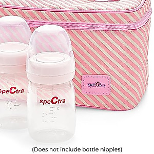 Spectra - Cooler Bag Storage Kit for Breast Milk - Pink (Ice Pack and 2 Wide Neck Bottles)