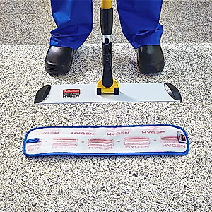 Rubbermaid Commercial Products Mop Head for Microfiber Damp Mop, 18-Inch, Blue, Heavy-Duty Single Sided Cleaning Cloth for Hardwood/Tile/Laminated Floors in Kitchen/Lobby/Office