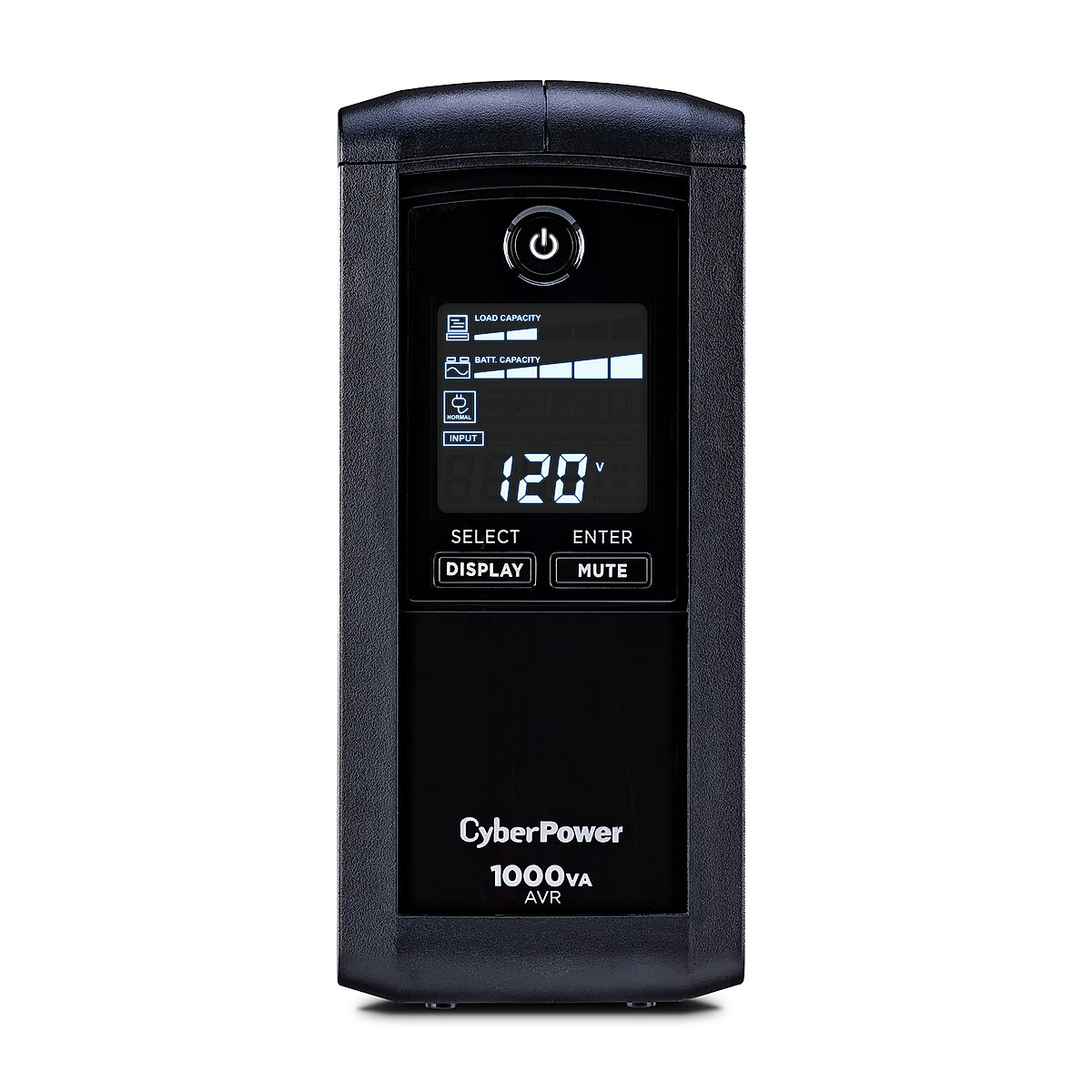 CyberPower CP1000AVRLCD Intelligent LCD UPS System, 1000VA/600W, 9 Outlets, AVR, Mini-Tower, Black