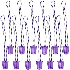 Iconikal Shot Glass on Beaded Necklace, Purple, 12-Pack