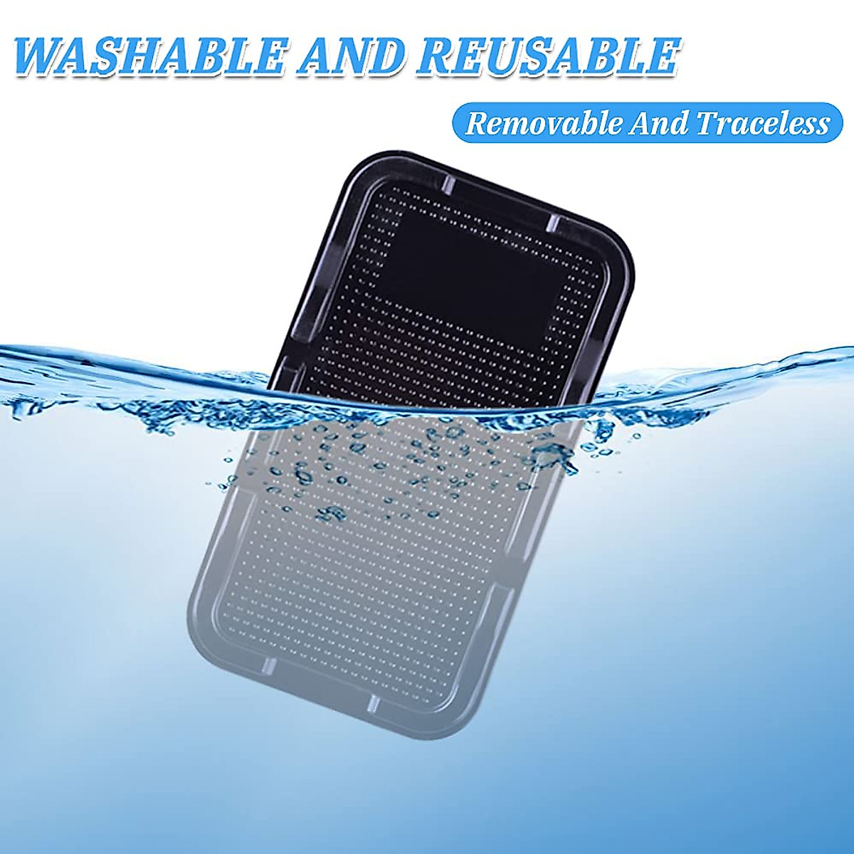 ZC GEL Anti Slip Gel Pad Phone Holder for Car, Removable and Reusable Anti Slip Dashboard Pad with Heat Resistant and Damage Free Sticky Gel Pads for Sunglasses, Keys, Coins and More (7.3" x 4.2")