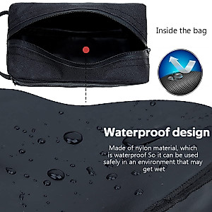 FUNSEED Travel Toiletry Bag for Women and Men, Shaving Bag for Toiletries Accessories, Foldable Storage Bags with Handle for Cosmetics Brushes Tools, Black
