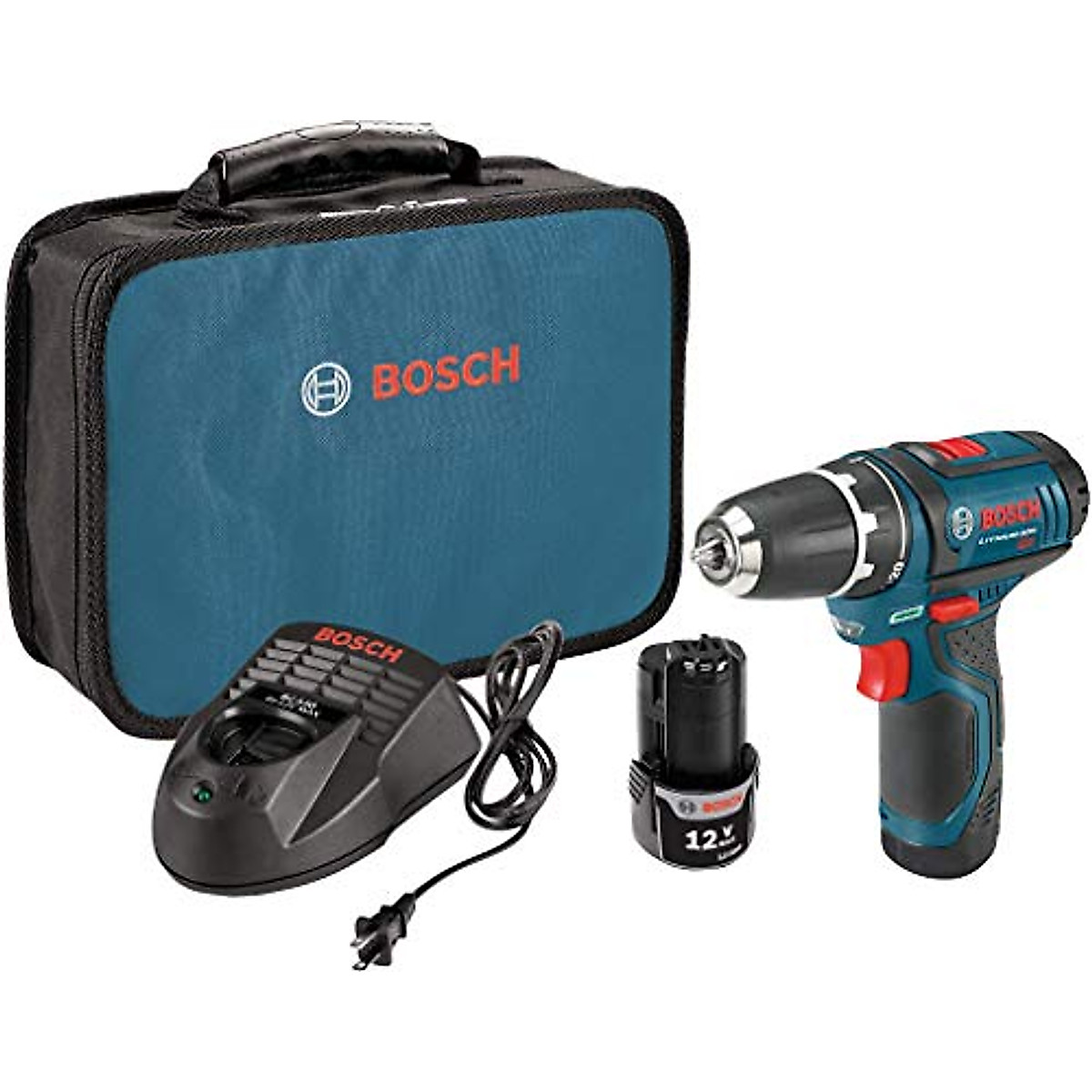 BOSCH PS31-2A 12V Max 3/8 In. Drill/Driver Kit with (2) 2 Ah Batteries and BOSCH DDMS40 40-Piece Assorted Impact Tough Drill Drive Custom Case System Set