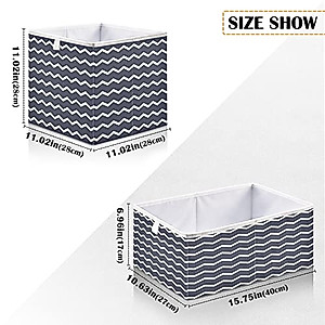 ALAZA Collapsible Storage Cubes Organizer,Sea Waves Pattern Storage Containers Closet Shelf Organizer with Handles for Home Office