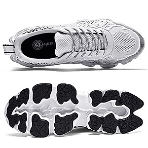 Nuofado Men Sport Trail Running Athletic Blade Sneakers Walking Shoes Tennis Shoes White Size 9.5