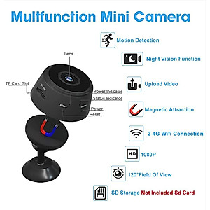 Mini Spy Camera Wireless WiFi Spy Camera Hidden Camera Small Camera Spy Cameras with Night Vision and Motion Detection Home Security Indoor/Outdoor Nanny Cam for pet