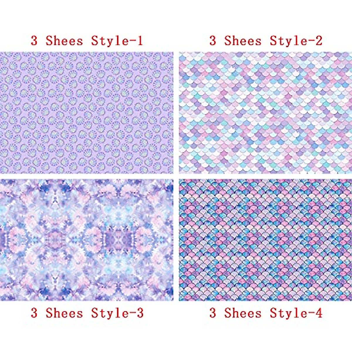 Birthday Wrapping Paper for Girls Women Kids Baby Shower Shining Mermaid Scale Scallop Pink Galaxy 4 Style Gift Wrap Paper for Graduation Wedding Anniversary 12 Folded Sheets 20.5 * 28.7 inch