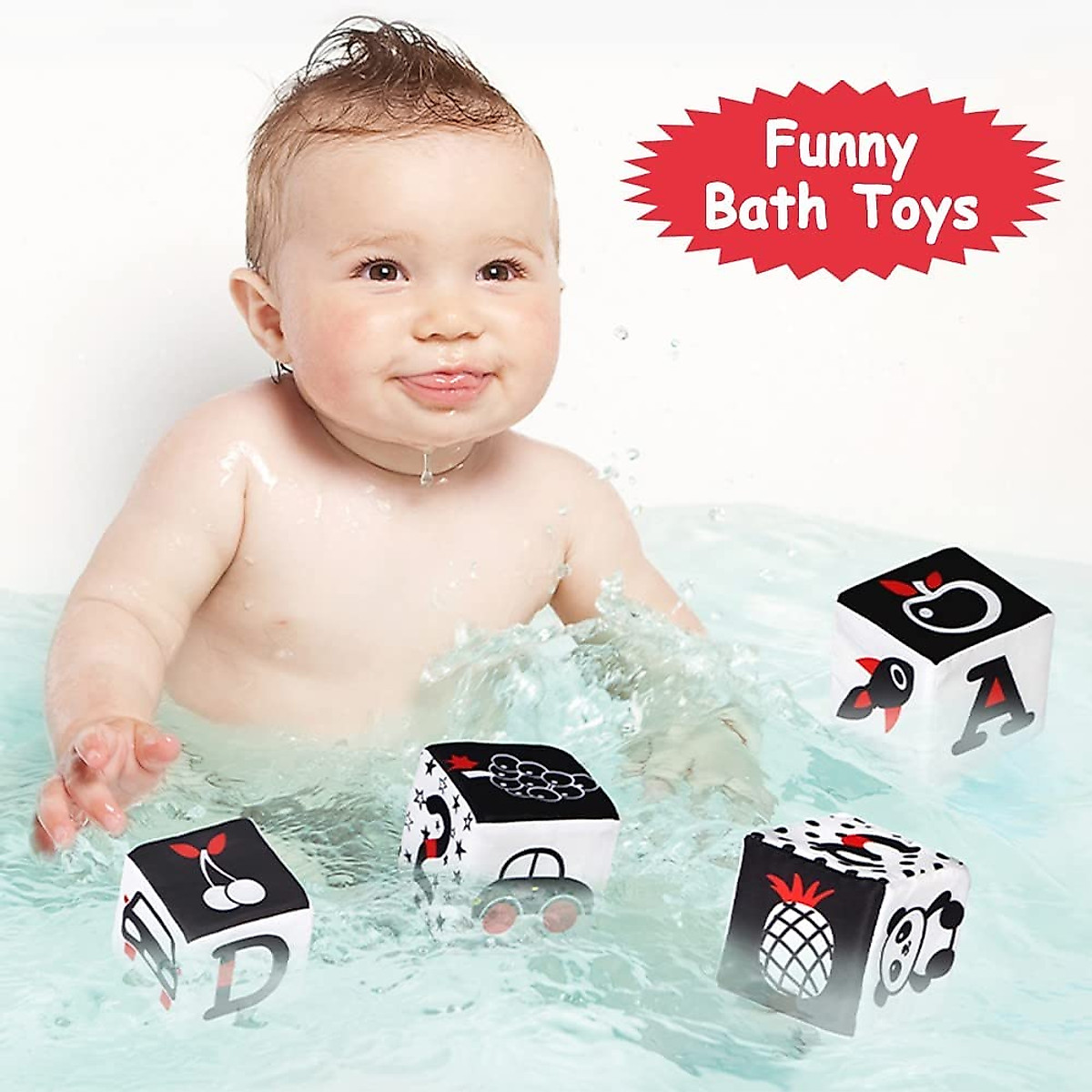 MOMOK Baby Toys 6 to 12 Months Baby Blocks,Soft Building and Stacking Blocks for Toddles 1-3, Black and White High Contrast Baby Infant Toys