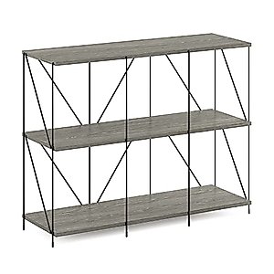 Furinno Besi 3 x 2 Industrial Multipurpose Shelf Display Rack with Metal Frame, Finn Oak