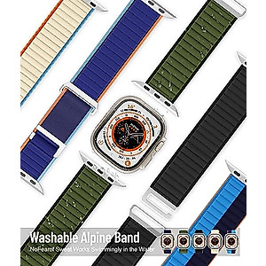 Nhoebwe Upgrade Alpine Loop Nylon Band Compatible with Apple Watch Band 49mm 45mm 44mm 42mm 41mm 40mm 38mm Men Women, Detachable Adjustable Metal C-Hook Strap for iWatch Series