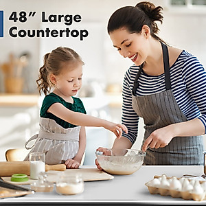 WATERJOY 48" x 30" Stainless Steel Table with Adjustable Shelf for Prep & Workstations Commercial Heavy Duty worktables