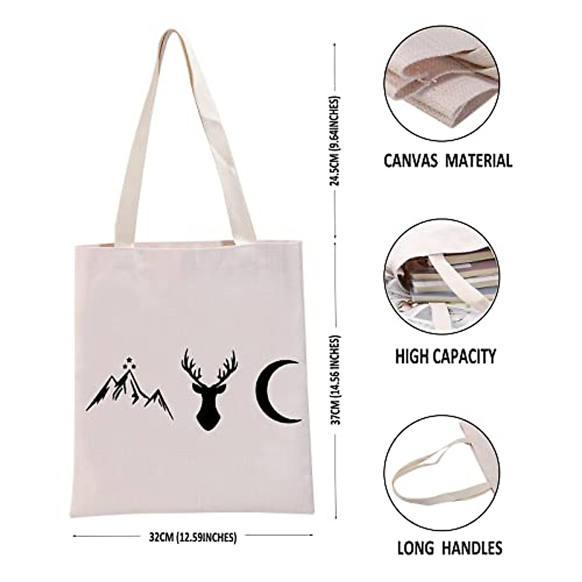 G2TUP S-JM Gift S-JM Book Series Symbols Reusable Canvas Tote Bag Bookish Gift Shopping Handbag (S-JM Symbols Handbag)