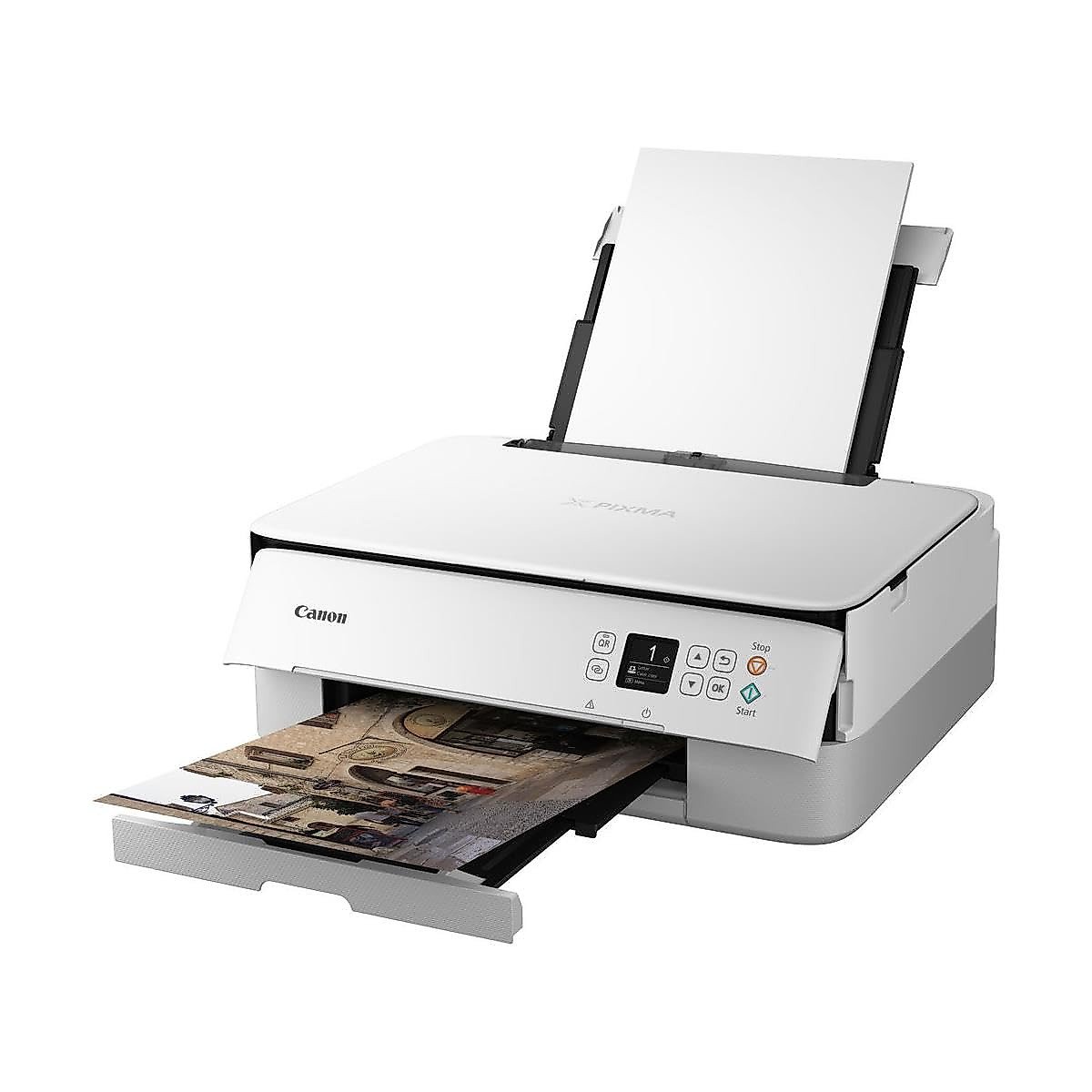 Canon PIXMA TS5320 All in One Wireless Printer, Scanner, Copier with AirPrint, White, Works with Alexa