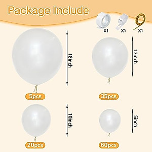 123pcs Pearl White Balloons Different Sizes for Garland Arch,Premium Party Latex Balloons for Birthday Party Graduation Wedding Anniversary Baby Shower Party Decoration