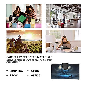 Wallets for Women,Fierce Nine-Tailed Fox,Genuine Leather Credit Card Holder with RFID Blocking Large Capacity Wristlet Coin Purse