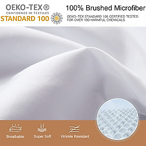 YIYEA Fitted Sheet Only, Premium Double Brushed Microfiber Deep Pocket Fitted Sheet Twin Size, Ultra Soft Fitted Bottom Sheet, Shrinkage, Fade Resistant, Twin, White