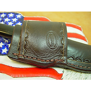 Cross Draw Knife Sheath for Buck 103 Knife, Leather Fixed Blade Knife Holder, Dyed Dark Brown