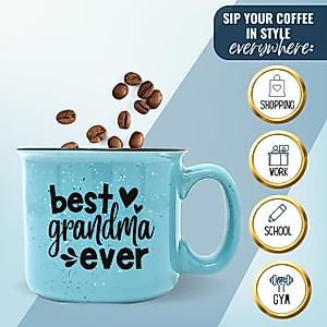 Best Grandma Ever Teal - Cute Funny Coffee Mug for Grandma - Unique Fun Gifts for Grandmother, Grandma from Grandkids - Coffee Cups & Mugs with Quotes
