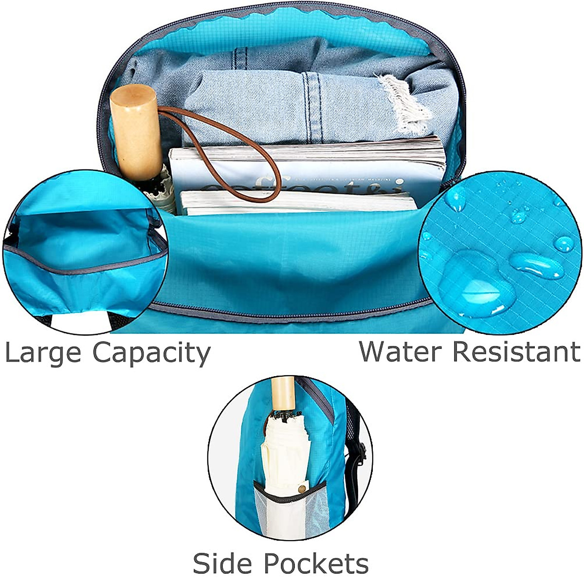 TRIYO Hiking Backpack Foldable lightweight Packable daypack Casual Small for Travel Work Sport Camping Navy Blue, One Size