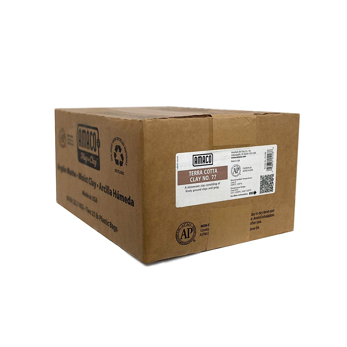 Amaco Low Fire Terra Cotta 77 Earthenware Clay - Moist - 50 Lbs.