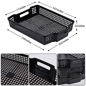 Loiycg 6 Pack A4 Paper Storage Basket Tray, Stackable Basket for Office Organizing, Black