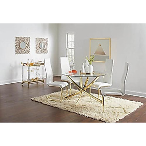 Coaster Furniture High Back White and Rustic Brass (Set of 4) Side Chair 17" D x 22.75" W x 43.75" H 190512
