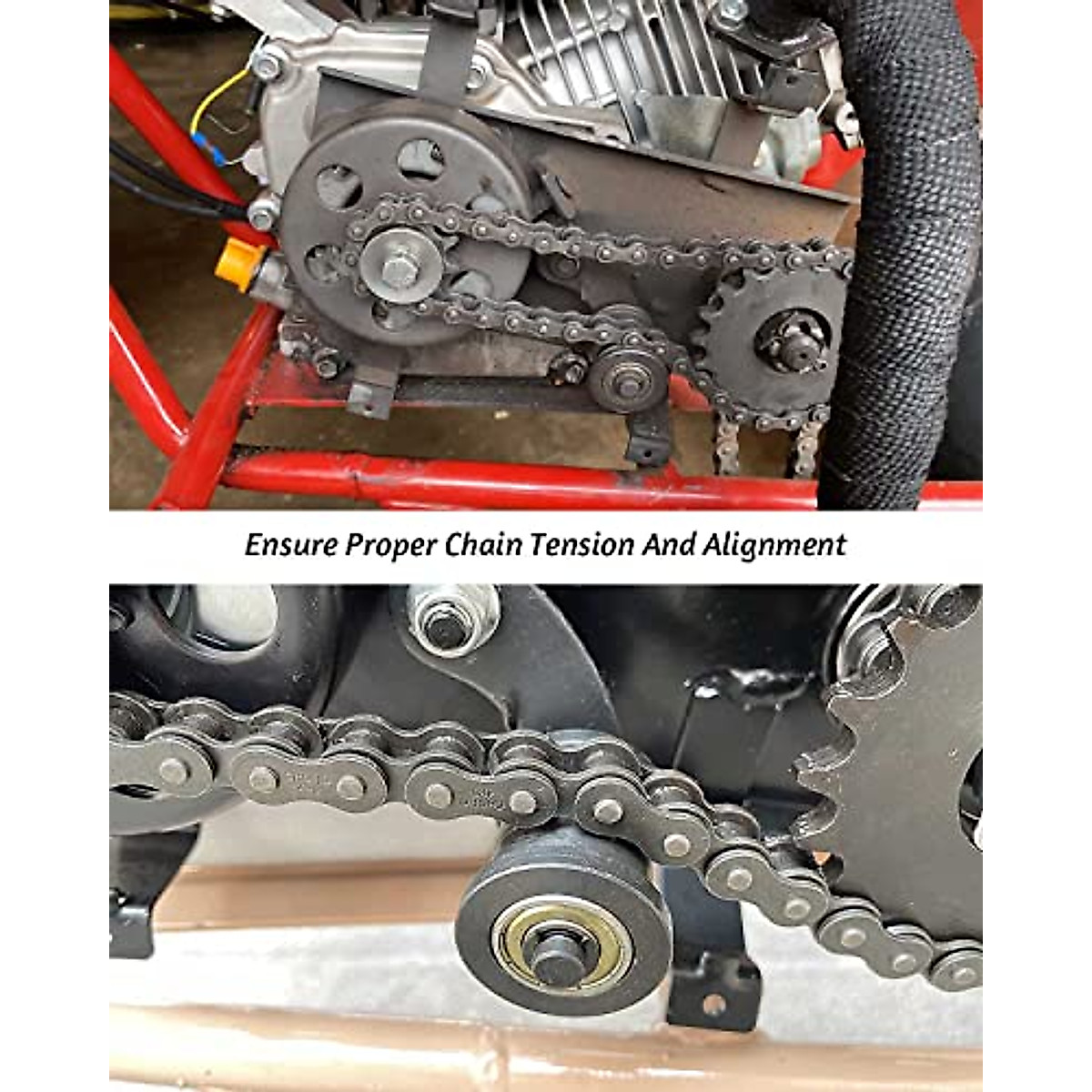 EMIHO Chain Tensioner with 1-3/4 Inch Roller Fit for 212cc 196cc 6.5Hp Coleman Powersports CT200U Trail CT200U-EX BT200X Hensim Baja Heat Warrior MB165 TrailMaster MB200 Mini Bike Parts Motorsports