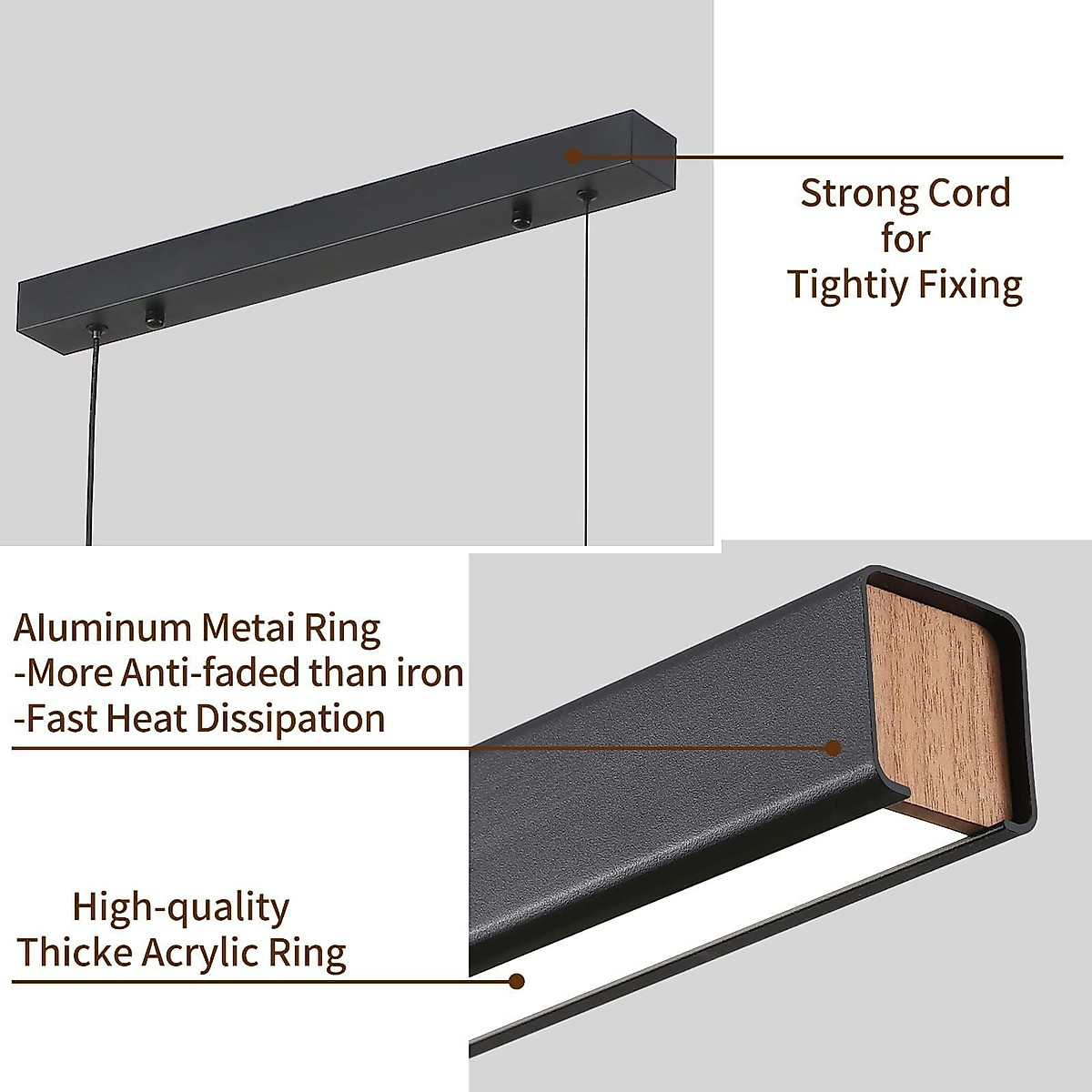 Mikeru Dimmable 3000k-6000k Linear Pendant, 39 Inch Modern LED Pendant Light with Remote Control, Adjustable Cable Suitable for Office Dining Room Kitchen Island, Billiard Room (39inch)