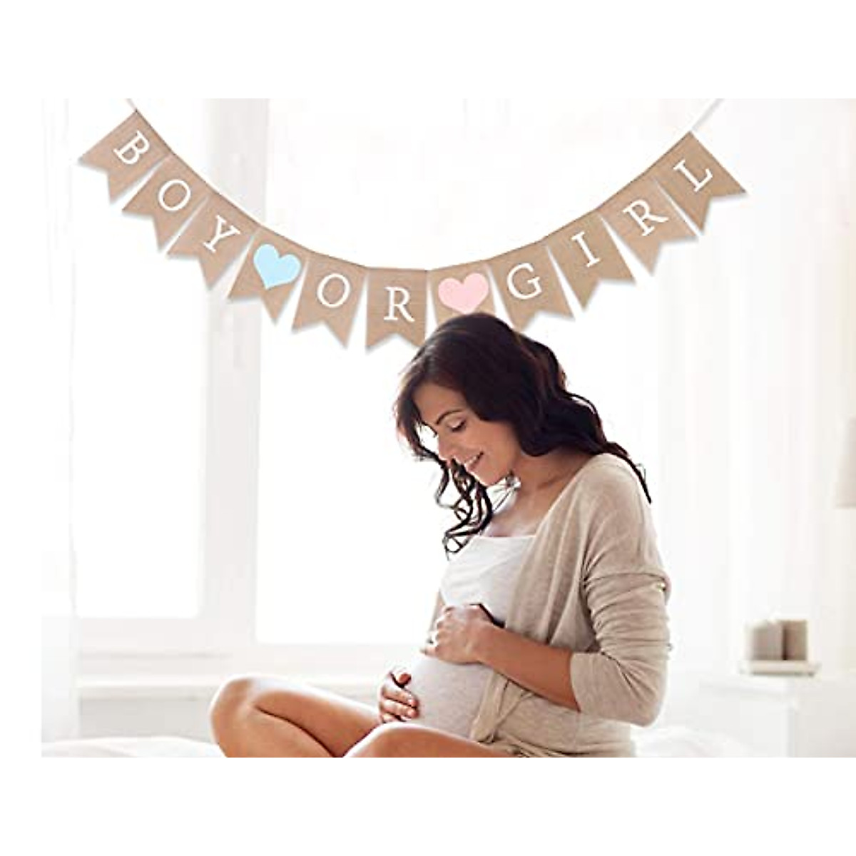 Boy or Girl Burlap Banner - Burlap Baby Shower Banner , Baby Shower Decorations , Gender Reveal, Rustic Girl Boy Shower Burlap Banner , Photo Decoration Props (Gender Reveal Banner)