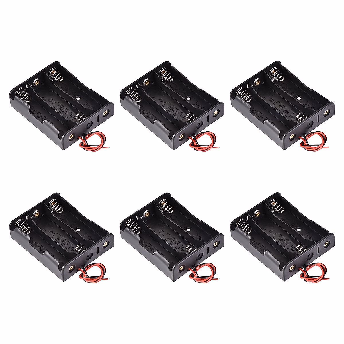 uxcell Battery Case Storage Box 3 Slots x 3.7V 2-Wire Lead for 3 x 18650 Battery 6 Pcs