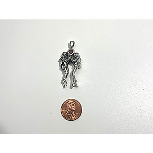 Jewelry Trends Sterling Silver Scuba Divers Garnet Heart Pendant