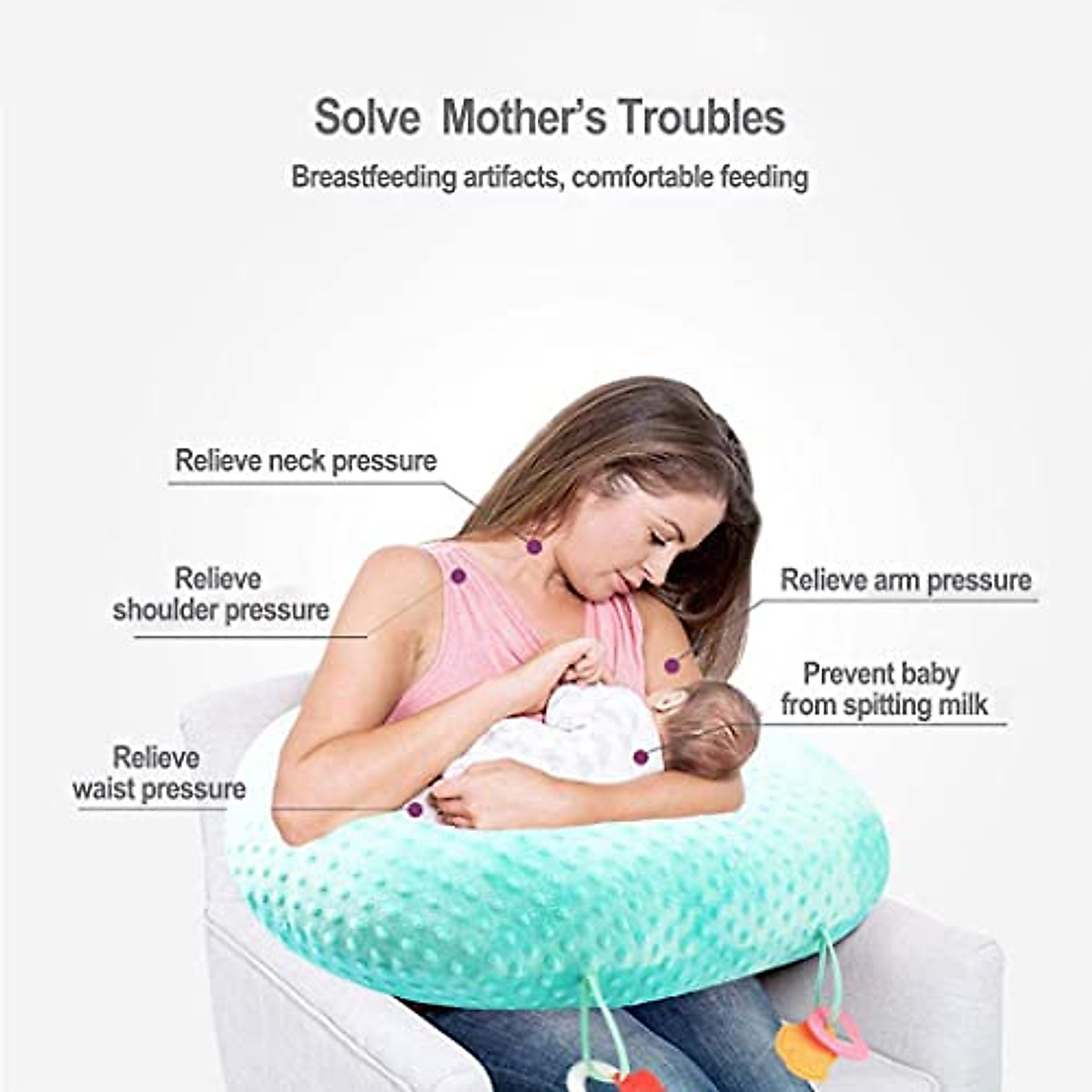 vocheer Baby Nursing Pillows for Breastfeeding, Multifunctional Ultra Soft Minky Nursing Pillow for Baby Boys and Girls, Baby Feeding Support Pillow for Newborn, Green