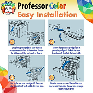 Professor Color Re-Coded OEM Toner Cartridge Replacement for Xerox VersaLink C405 C400 C400D C400DN MFP C405DN C405N C405 | 106R03524 106R03525 106R03526 106R03527 - Extra High Yield 4 Pack