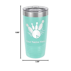 LaserGram 20oz Vacuum Insulated Tumbler Mug, Bowling Ball and Pins, Personalized Engraving Included (Teal)