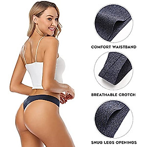 Wealurre Women's Cotton Thong Breathable Panties Low Rise Underwear (3118M, Blue Gold)